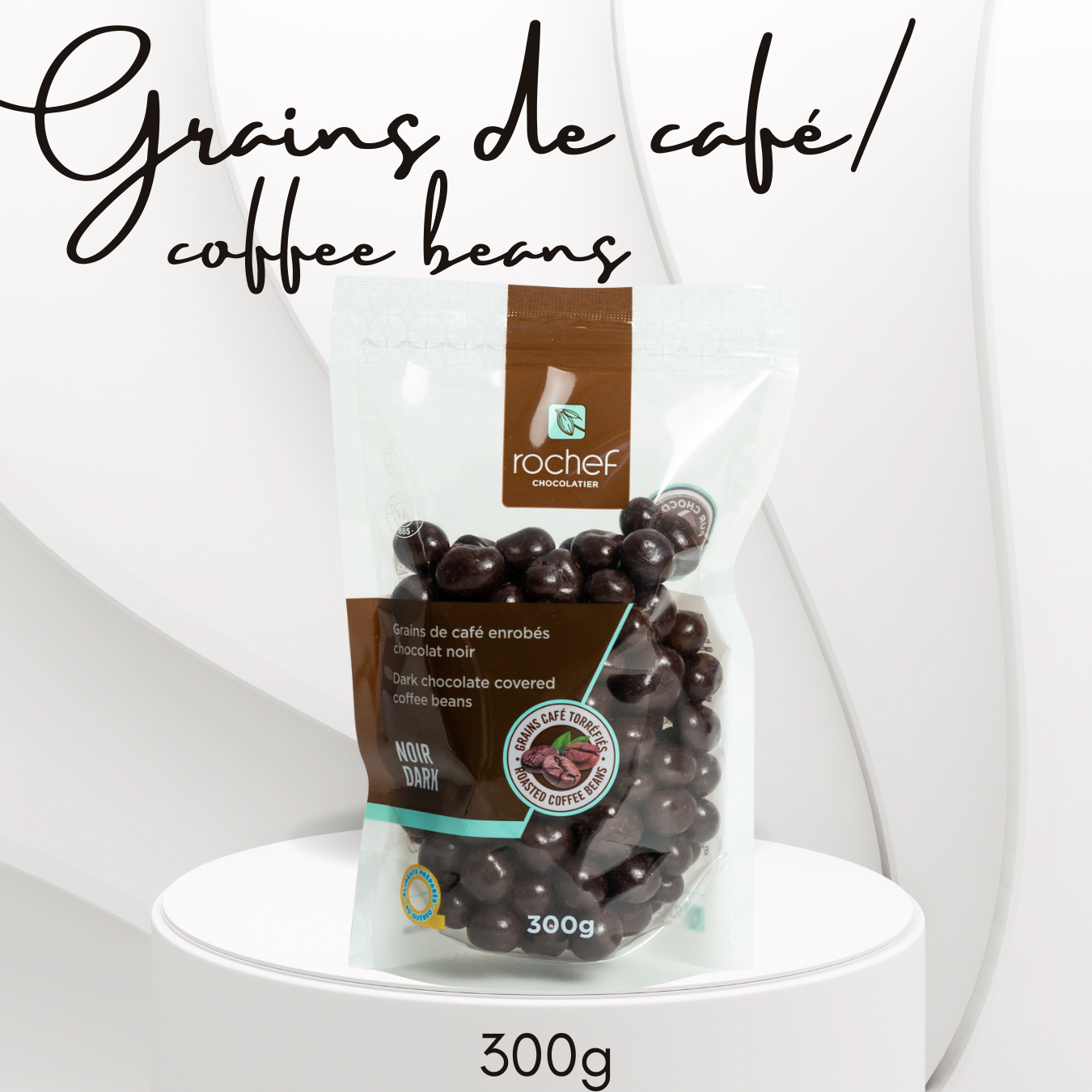 Rochef Chocolatier Dark chocolate covered coffee beans 300g
