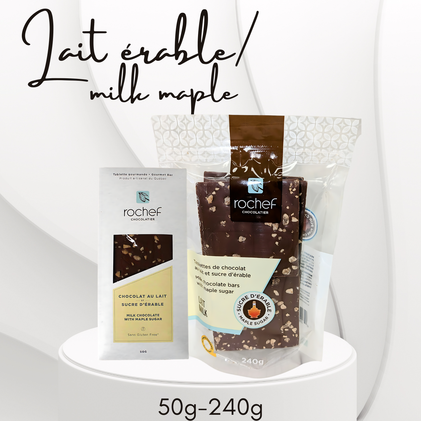 Rochef Chocolatier Maple Sugar Milk Chocolate Gourmet Bar 50g