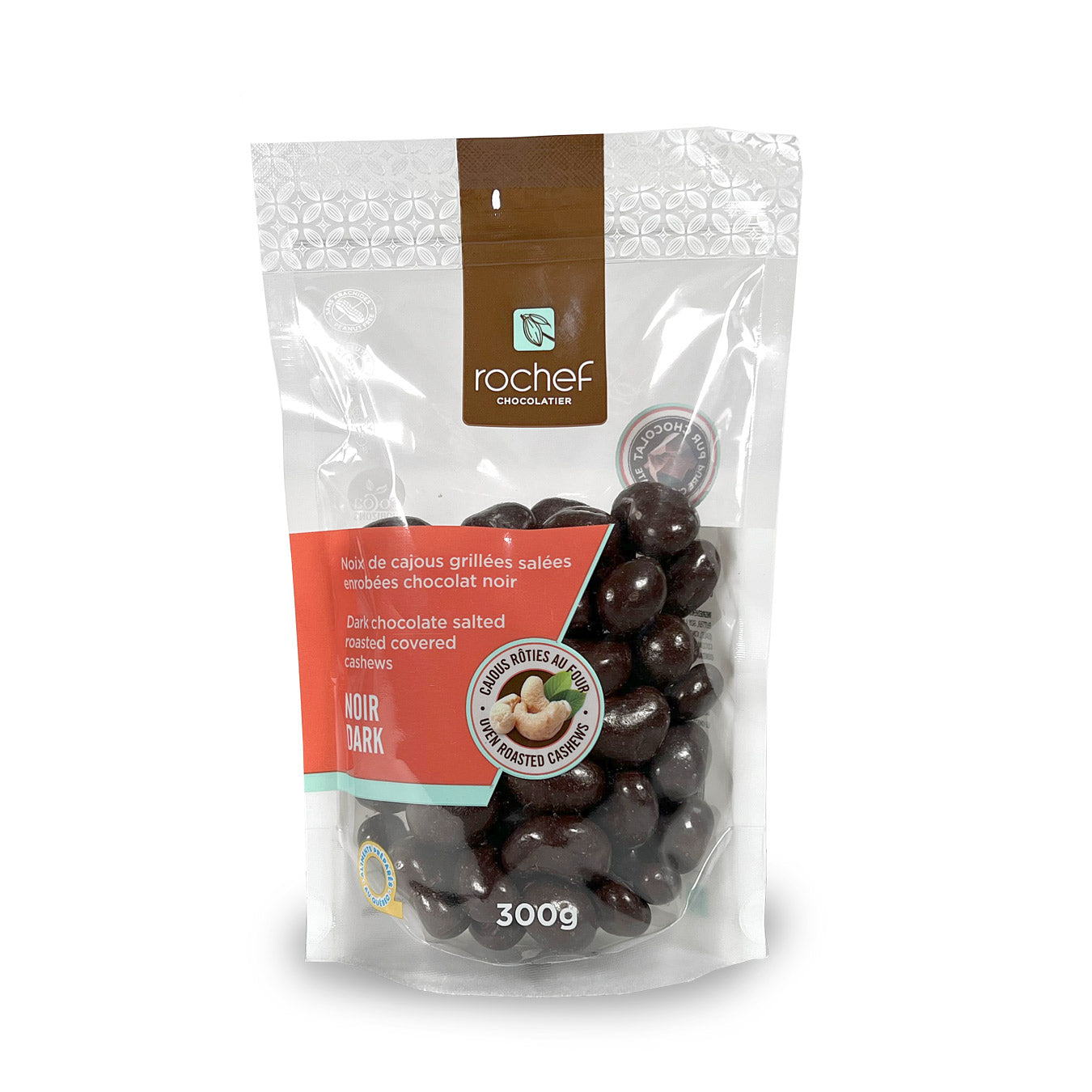 Rochef Chocolatier Dark chocolate salted rosted covered cashews 300g
