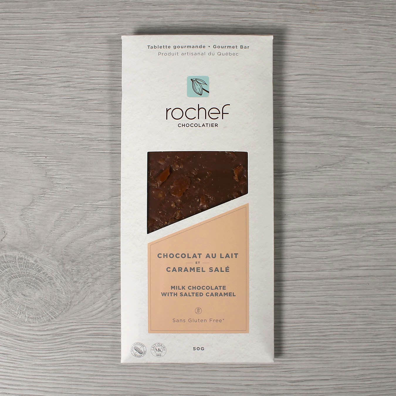 Rochef Chocolatier Salted Caramel Milk Chocolate Gourmet Bar 50g