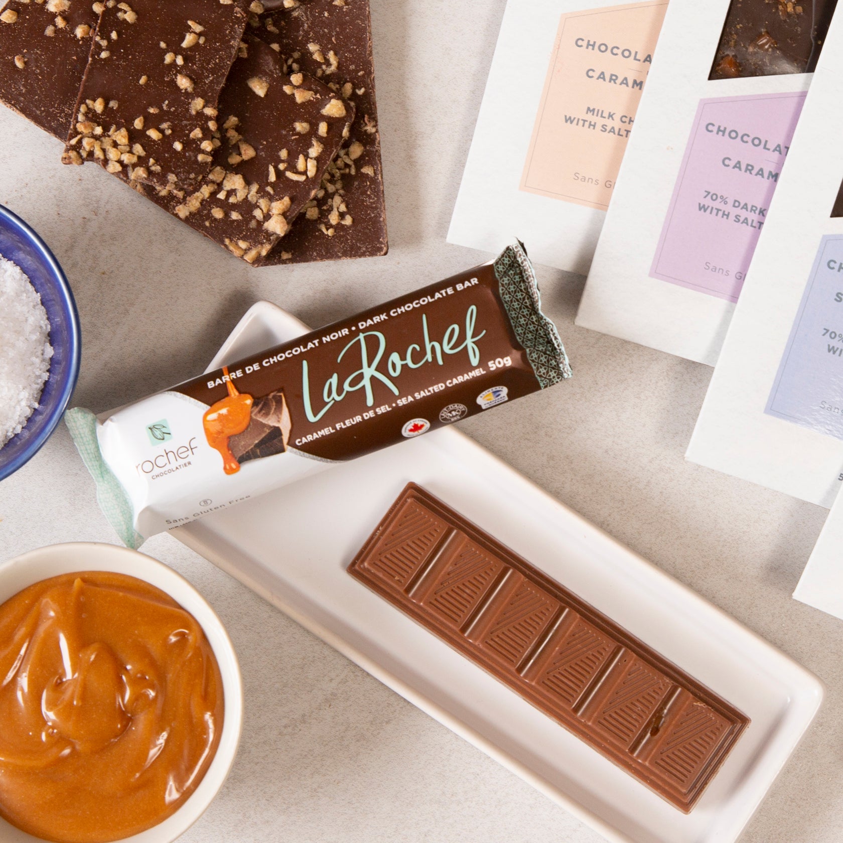 Rochef Chocolatier Milk chocolate soft salted caramel La Rochef bar 50g