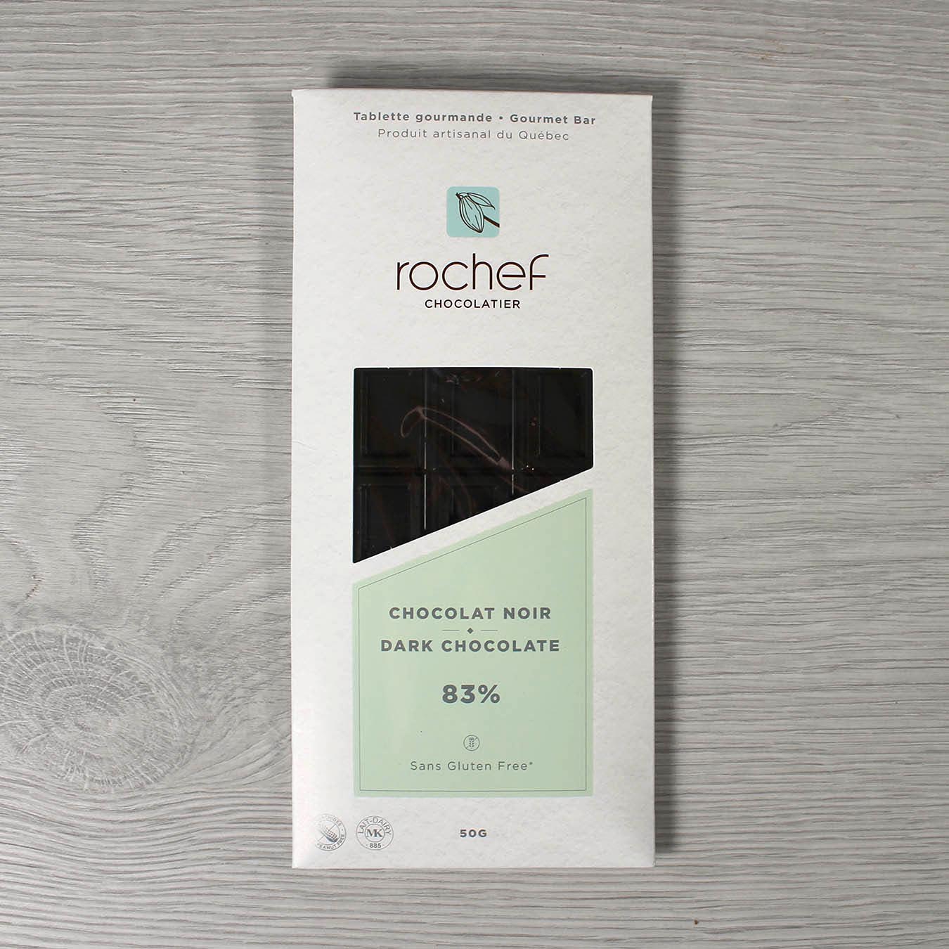 Rochef Chocolatier Dark Chocolate 83% Gourmet Bar 50g